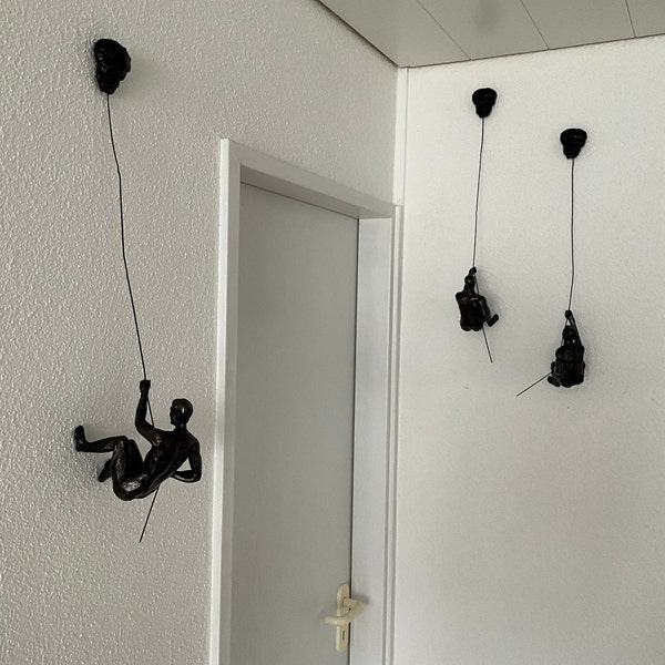 Large Bronze One-handed Rock Climber Figurine Wall Climbing Man ...