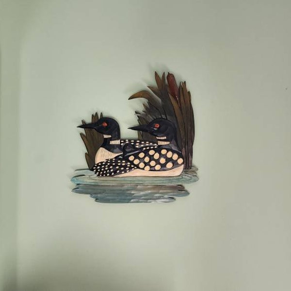 Swimming Loons Wood Wall Art, Swimming Loons Wood Art, Swimming Loons ...