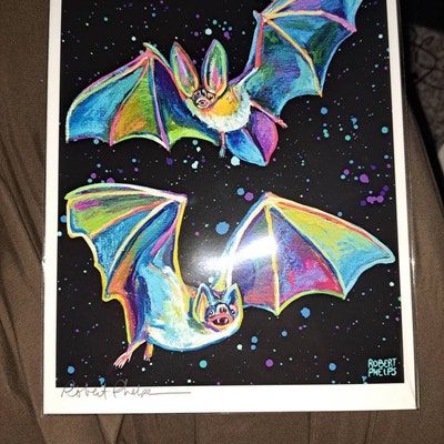Fine Art. Creepy Cute Gothic Bat Mini Print Unframed 4x6 Psychedelic ...