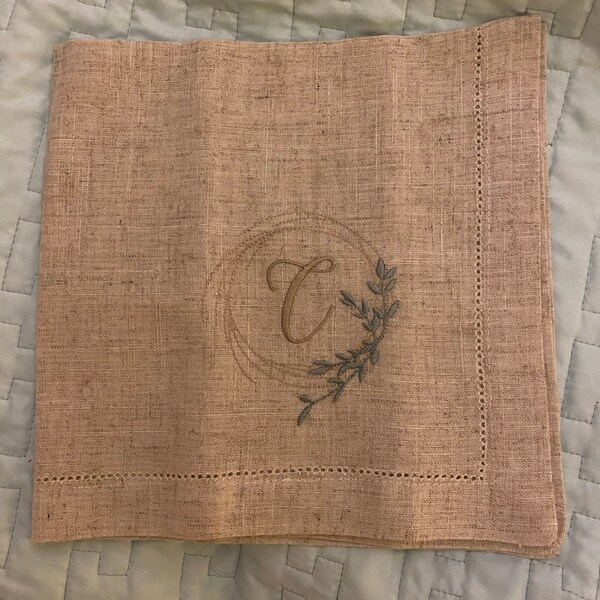 Monogrammed Embroidered Napkin Set, Monogram Napkin, Minimalist Napkin ...