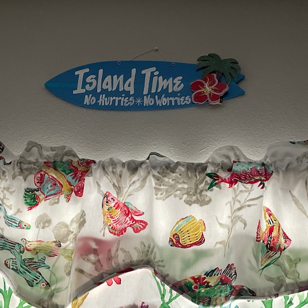 Island Time Wood Surfboard Sign, Handmade Pirate Decor, Hand Painted ...