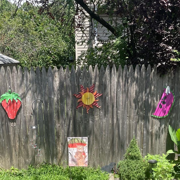 Corrugated Tin Watermelon / Handpainted Tin Watermelon / Watermelon ...
