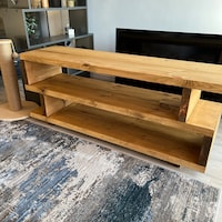 Reclaimed TV Stand Solid Wood Console Media Chunky Rustic Oak Wooden ...