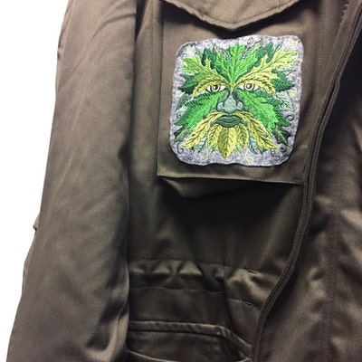 Green Man Iron on Patch, Seasons Spring, Plants, Pagan Applique, Large ...