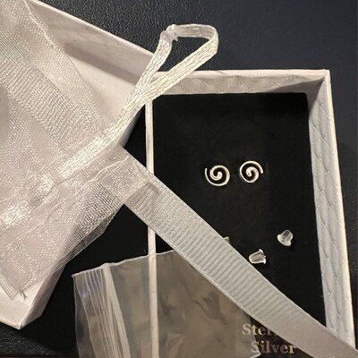 Tiny Sterling Silver Swirl Earrings. Minimal Swirl Studs. Sterling Silver Earrings. Delicate ...