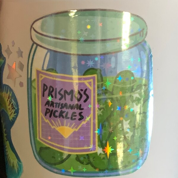 Prismo's Artisanal Pickles Glitter Sticker - Sparkly, Holographic ...