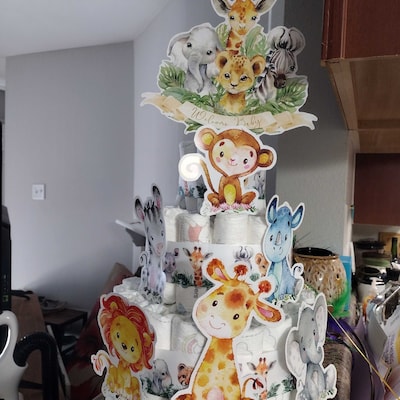 Safari Baby Shower Cake Topper, Safari Animals Centerpiece, Jungle Baby ...