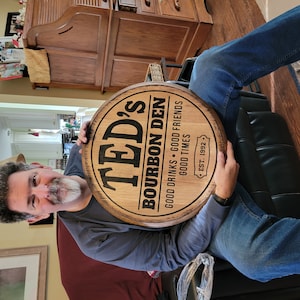 Personalized Speakeasy Barrel Top Bar Sign, Bootlegger, Moonshiner Bar ...