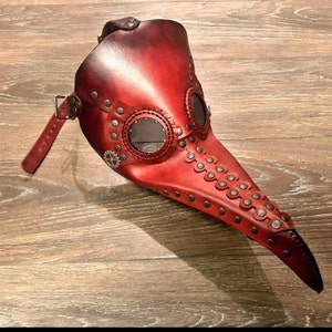 Plague Doctor Mask in Red Leather - CLEAN Version Without Scars ...