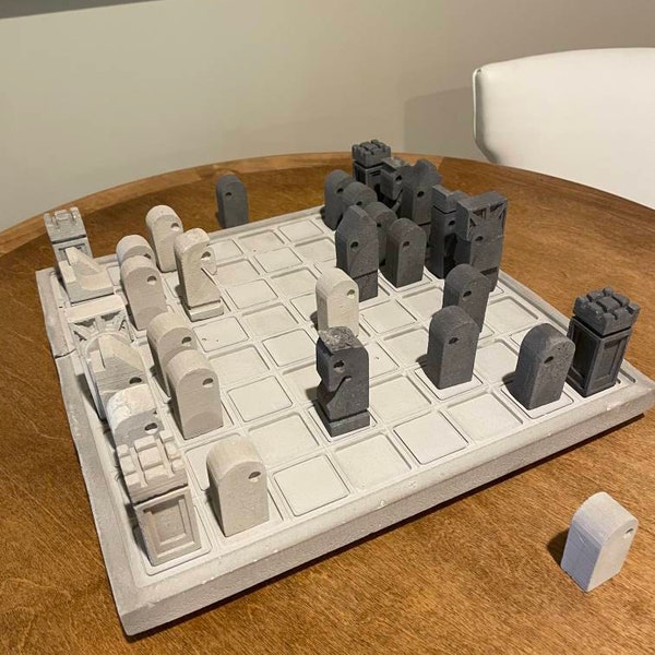Concrete Brutalist Chess Set - Etsy