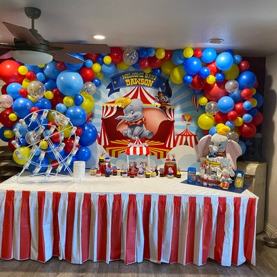 Dumbo Backdrop Banner, Carnival Birthday Background, Circus Tent Theme ...