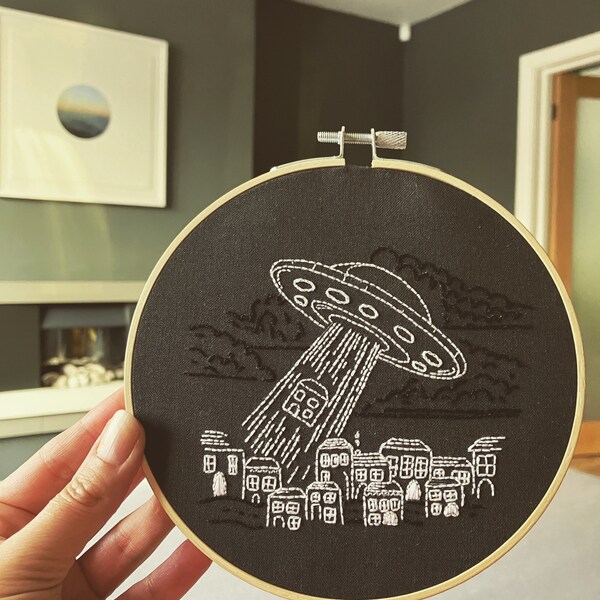 YIKES! UFO Embroidery Kit, Needlecraft Kit, Embroidery Pattern ...