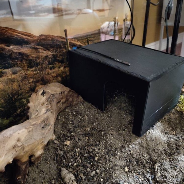 Reptile Real Slate Hide Cave - Stone Basking Platform, Enrichment Decor ...