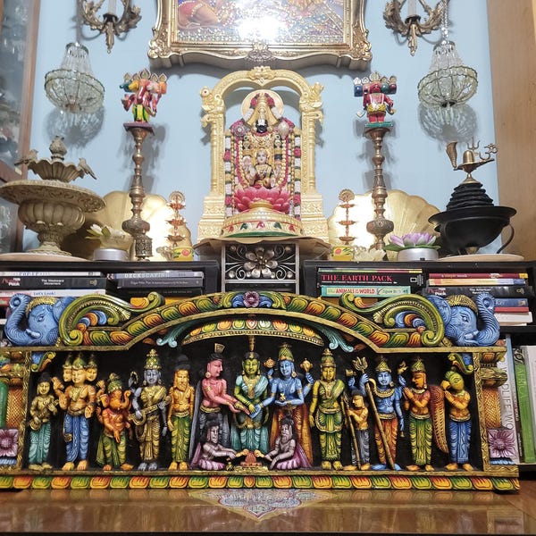 Shanku Chakra Naamam Garuda Hanuman Hindu Home Decor Wall Panel Wooden ...