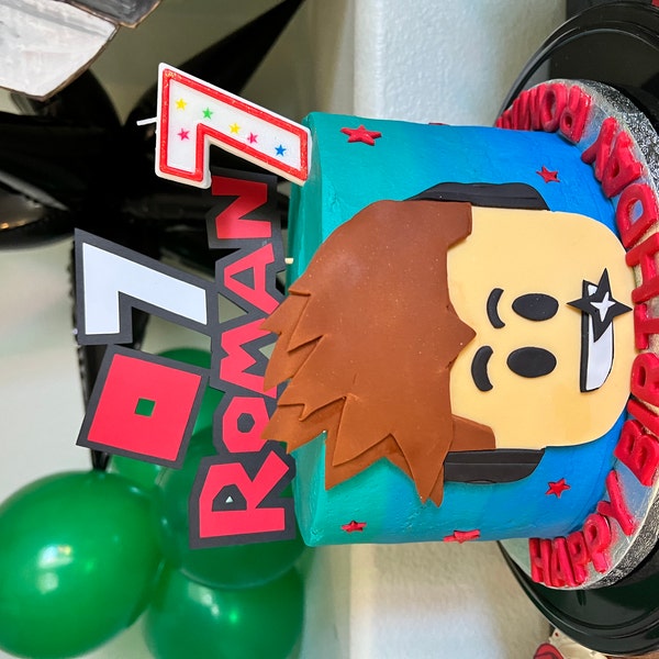 ROBLOX Inspired Cake Topper - Custom Name & Age Topper, Roblox Happy ...
