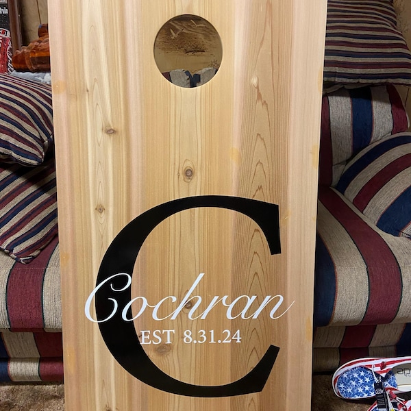 2 Cornhole Decal | Custom Wedding Cornhole Sticker, Two Monogram ...