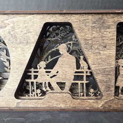 Dad & Daughter Shadow Box SVG, Standing Dad and Daughter Multilayer ...