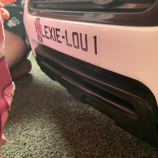 Childrens Personalised Kids Number Plate Sticker Ride on Toy Cars ...