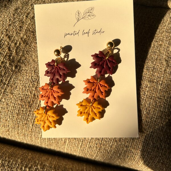 Fall Leaf Earrings, Leaf Earrings, Autumn Earrings, Dangly Autumn Leaf ...