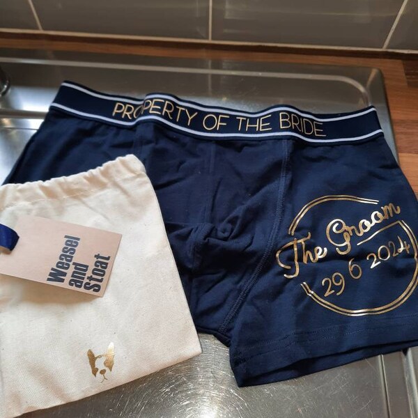 Personalised Wedding Date and Names Gorgeous Groom Underwear Gift Set ...