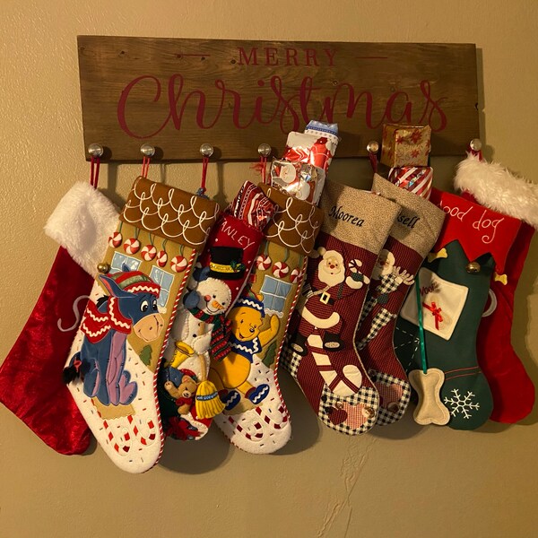 Merry Christmas Stocking Holder - Wood Stocking Holder - Personalized ...
