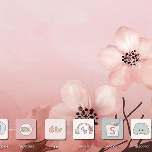 CUTE SAKURA Hand Drawn Icon Pack With Wallpapers Cherry Blossom App ...