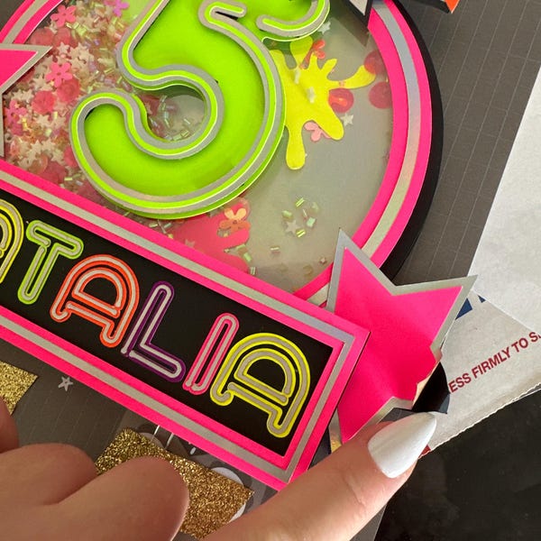 Neon Theme Cake Topper | Personalized Cake Topper | Glow in the Dark ...