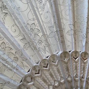 Set of 6/12/50/75/100 White Summer Glitter Beige Ivory Gold Folding Fan ...