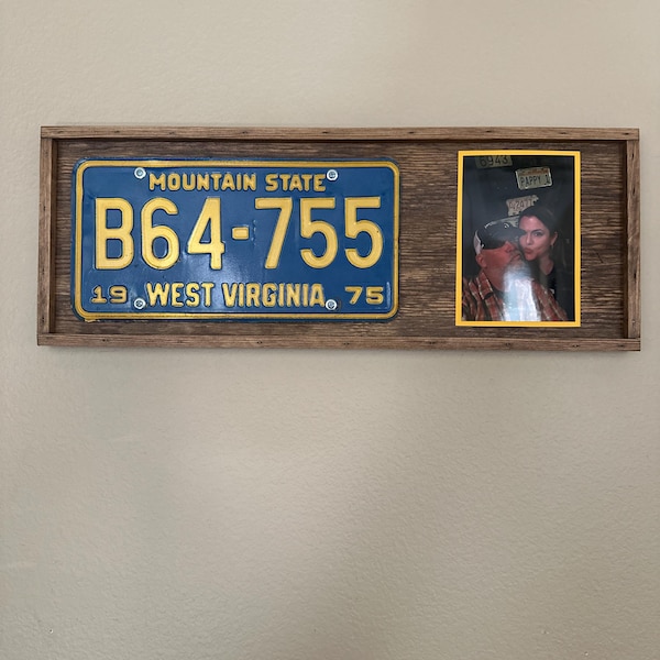 Custom Rustic Empty Wood License Plate Display Frame With Key Hooks ...