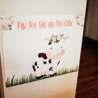 Pin the Tail on the Cow, Instant Download, Girl Farm Birthday ...