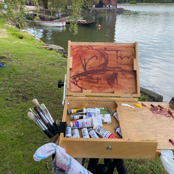 Wooden Travel Paint Box Easel Carry Case Watercolour Oil Painting - Etsy
