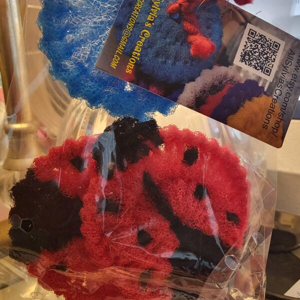 Ladybug Pot Scrubbers- 2 Through 6 Ladybug Dish Scrubbies, Red and ...