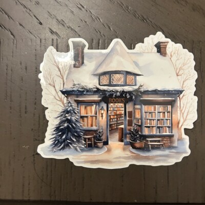 Cute Bookstore With Blooming Flowers Sticker Bookstore Sticker ...