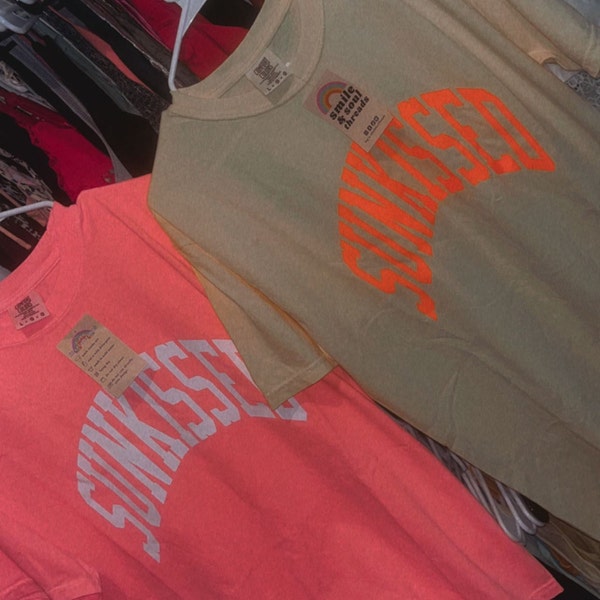 Neon Orange Sunkissed Shirt Summer Tees Oversized Tshirt Preppy Shirts ...