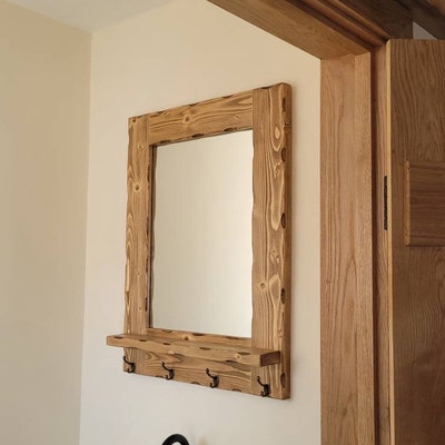 Beautiful Quality Rustic Wooden Mirror With Shelf - Etsy