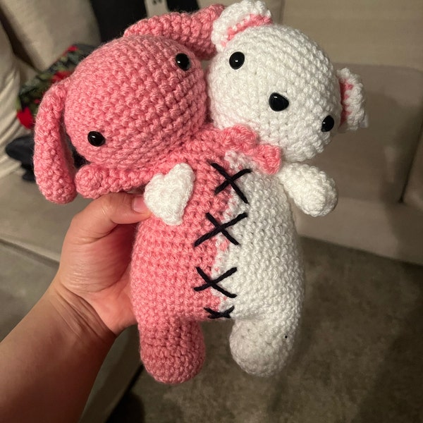 Handmade Two-headed Crochet Plushie: Bunny & Bear - Spooky Valentine ...