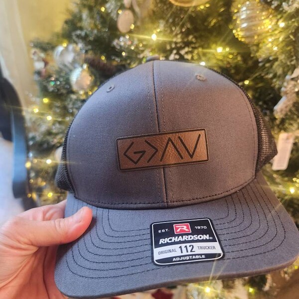 Cow Tag Baseball Cap, Trucker Style Hat, Structured Leather Patch Hat ...