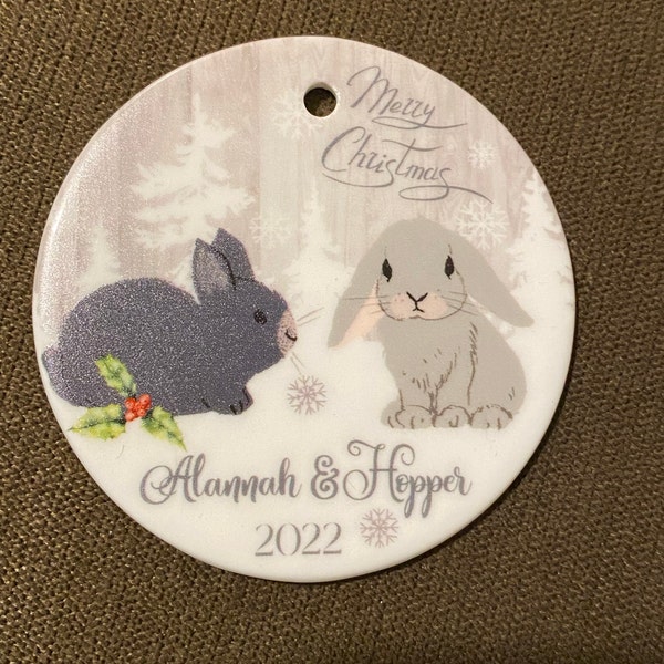 Custom Rabbit Ornament, Personalized Bunny Gift, Bunny Christmas, Gift ...