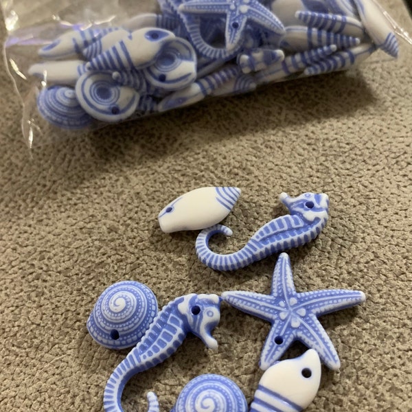 100 Blue Random Sea Themed Acrylic Charms - Etsy