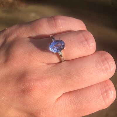 Blue Grey Sapphire Ring. Engagement Ring. Rose Gold Engagement Ring ...