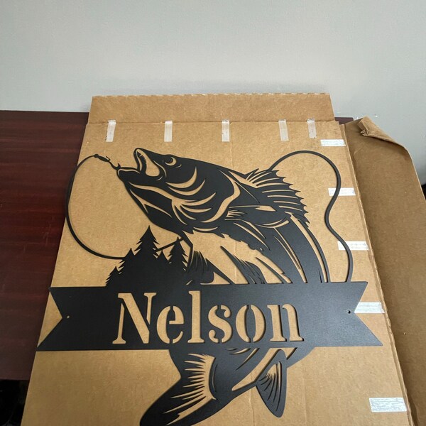 Walleye Metal Fish Sign for Outdoors on House, Fishing Lover Wall Sign ...