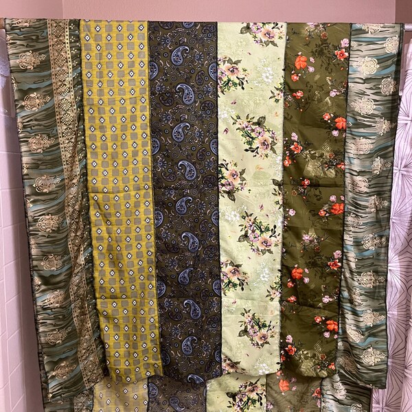 Vintagecotton Velvet Coral Orange Color Bird Print Luxury Curtain ...