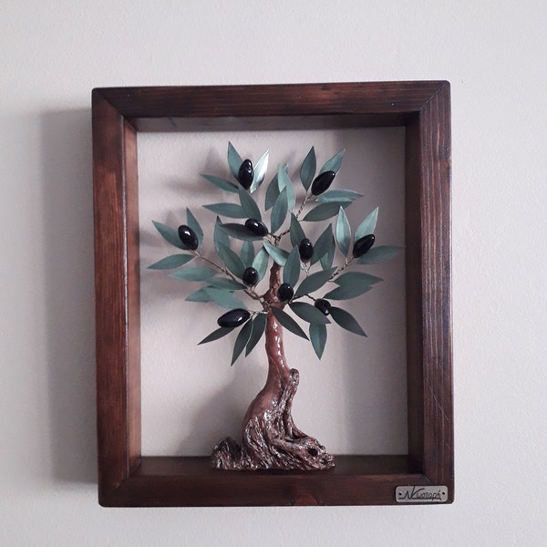 Olive Tree in Wooden Frame, Home Decor, Decoration Gift, Art Deco ...