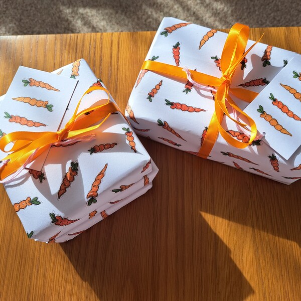 Carrot Wrapping Paper Set Gift Wrap, Fun Easter Gift Wrap - Etsy