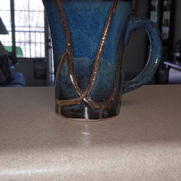 Kintsugi Style Ceramic Mug Blue - Etsy