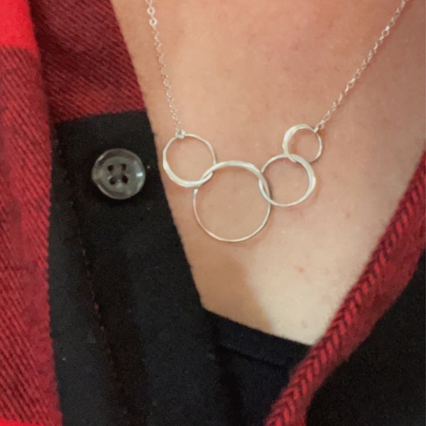 4 Circle Necklace Silver Gold Linked Circles Necklace Gift 4 Ring ...