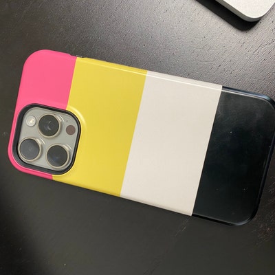 Bicoloured Black & Cream Tough iPhone Case iPhone 15 14 13 12 11 Pro ...