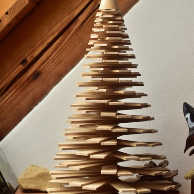 Handmade Wooden Christmas Tree Natural / 25in-63cm / Oak Wood ...
