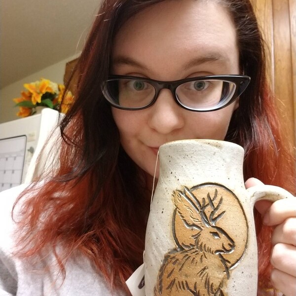Jackalope Mug 16oz - Handmade Stoneware Coffee Mug Jackalope Art ...