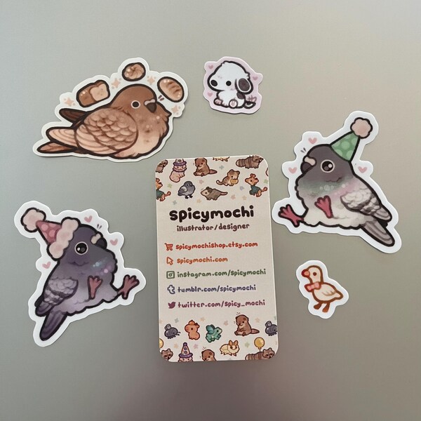 Party Pigeon Sticker Set of 2 / Cute Animal Sticker, Waterproof Laptop ...